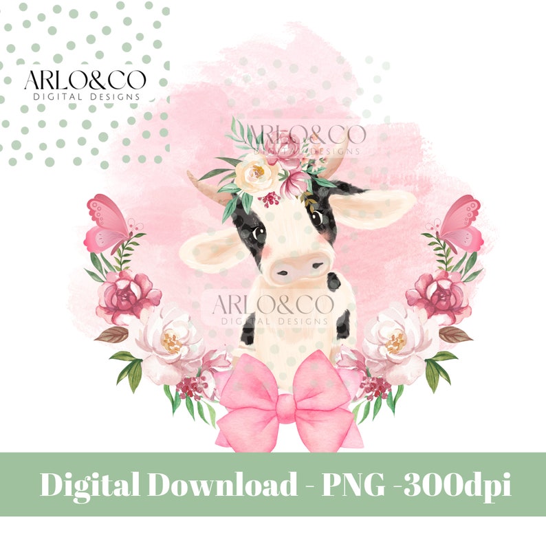 Cute Baby Girl Cow Png Clipart Digital Download/new Baby Girl - Etsy