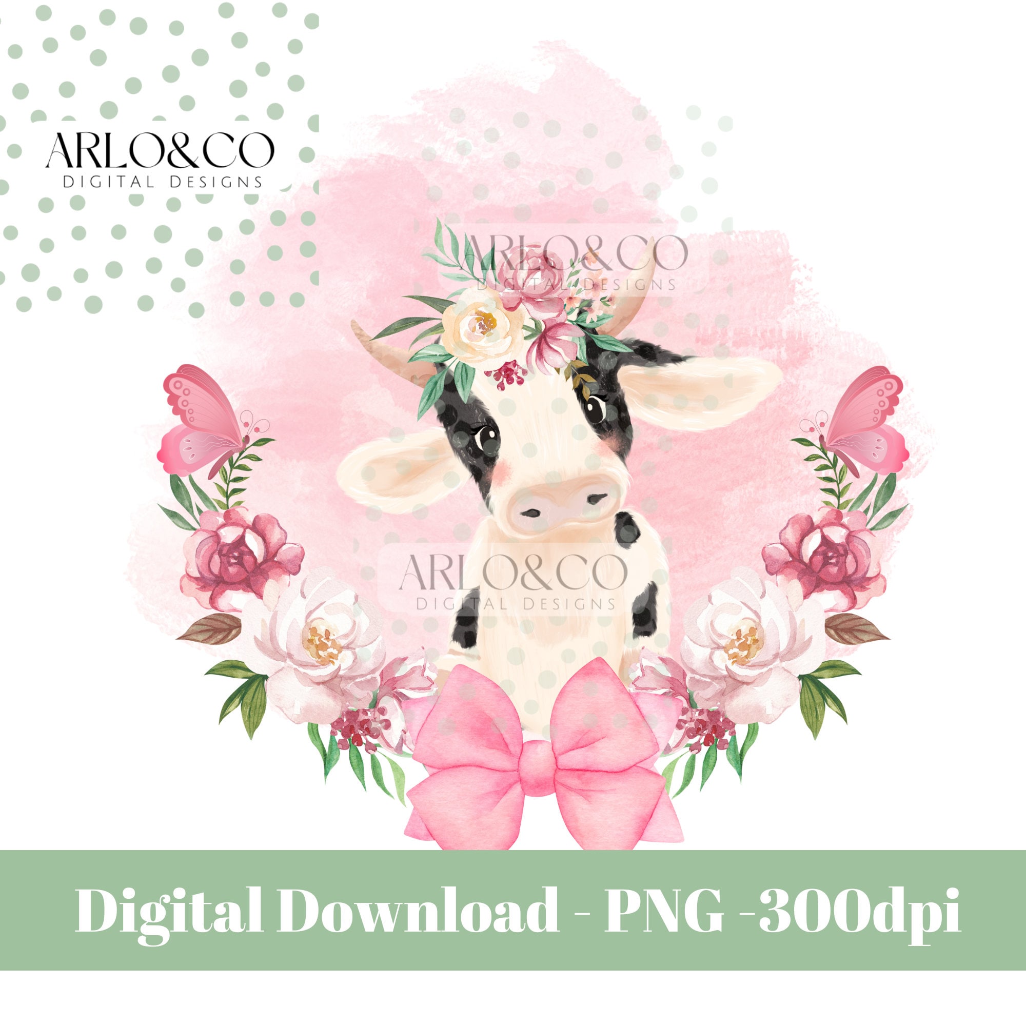 Cute Baby Girl Cow Png Clipart Digital Download/new Baby Girl Printable ...