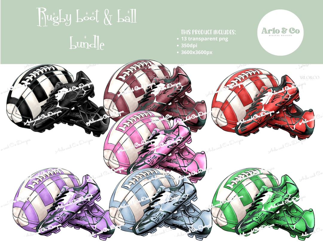 Vibrant Rugby Boots and Ball Large Set Transparent Png Sublimation ...