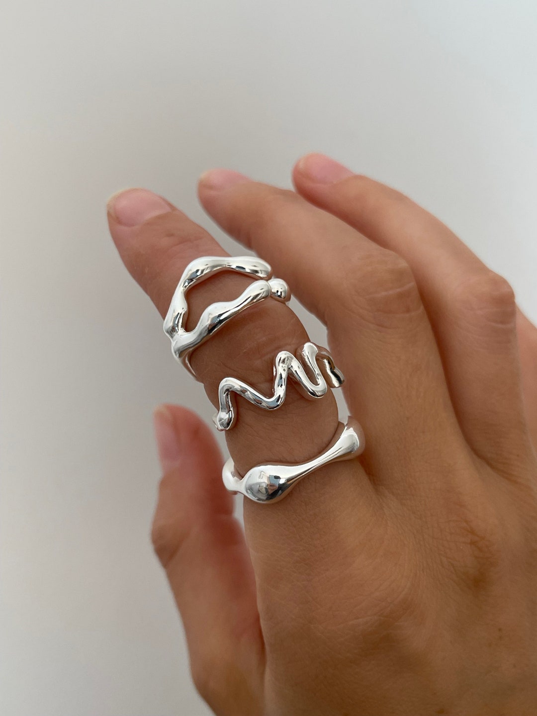 Pre Orde 925 Silver Ring, Statement Ring, Irregular Rings, Bone Shape ...
