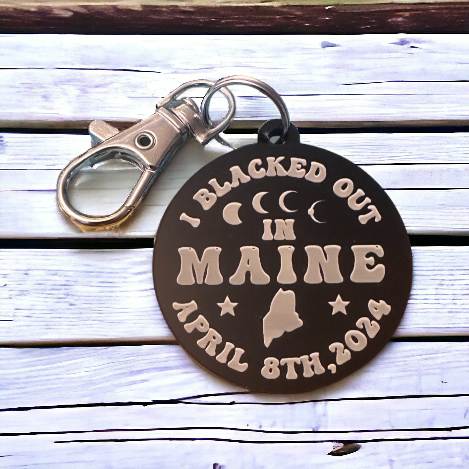 Personalized Solar Eclipse 2024 Acrylic Humorous Keychain for Maine - Etsy