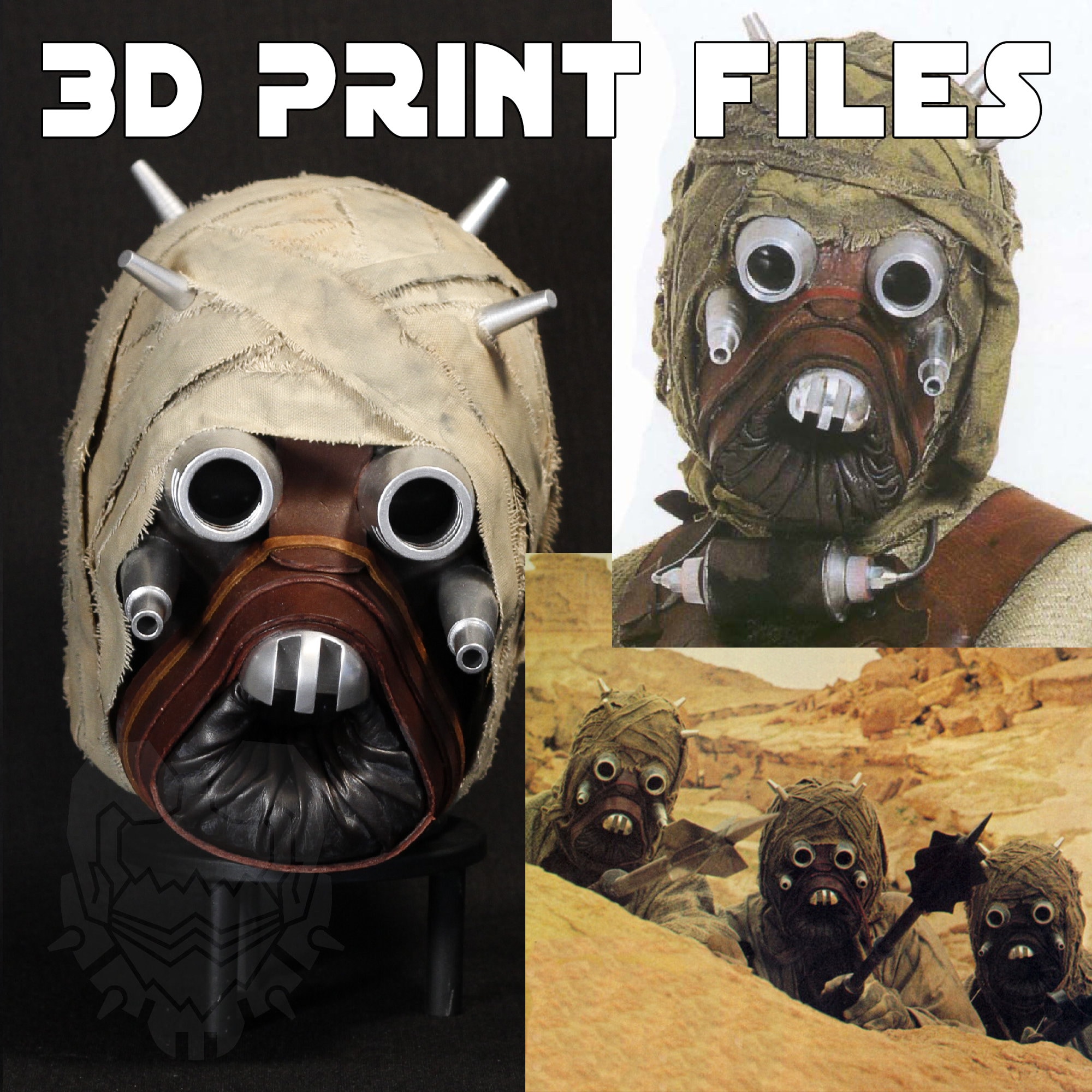 Tusken Raider Mask Helmet Kit 3D PRINT FILES - Wasteland Wares - Etsy