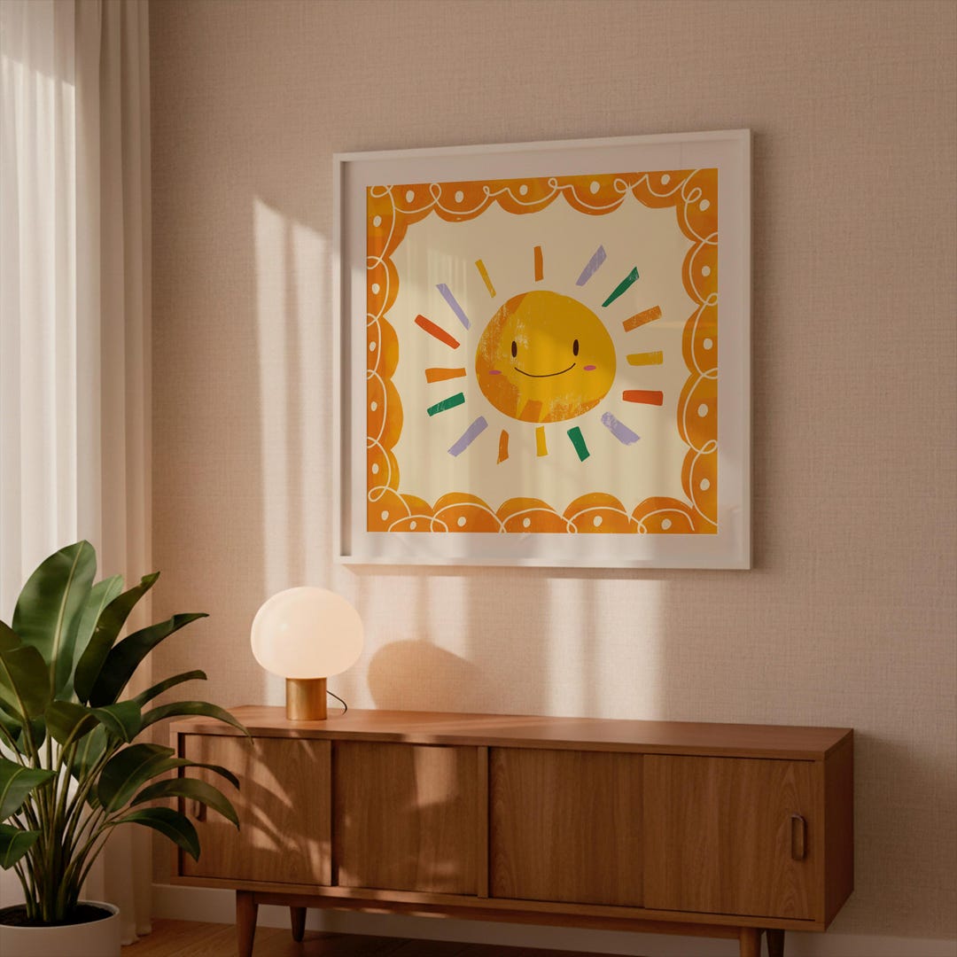Rainbow Sun Printable, Playroom Poster, Watercolor Nursery Wall Decor ...