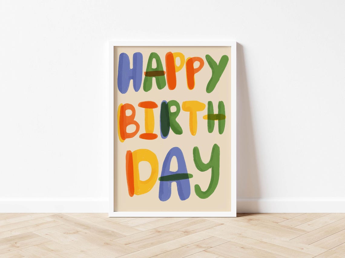 Colorful Happy Birthday Printable Wall Art: Kids Room Decor (digital ...