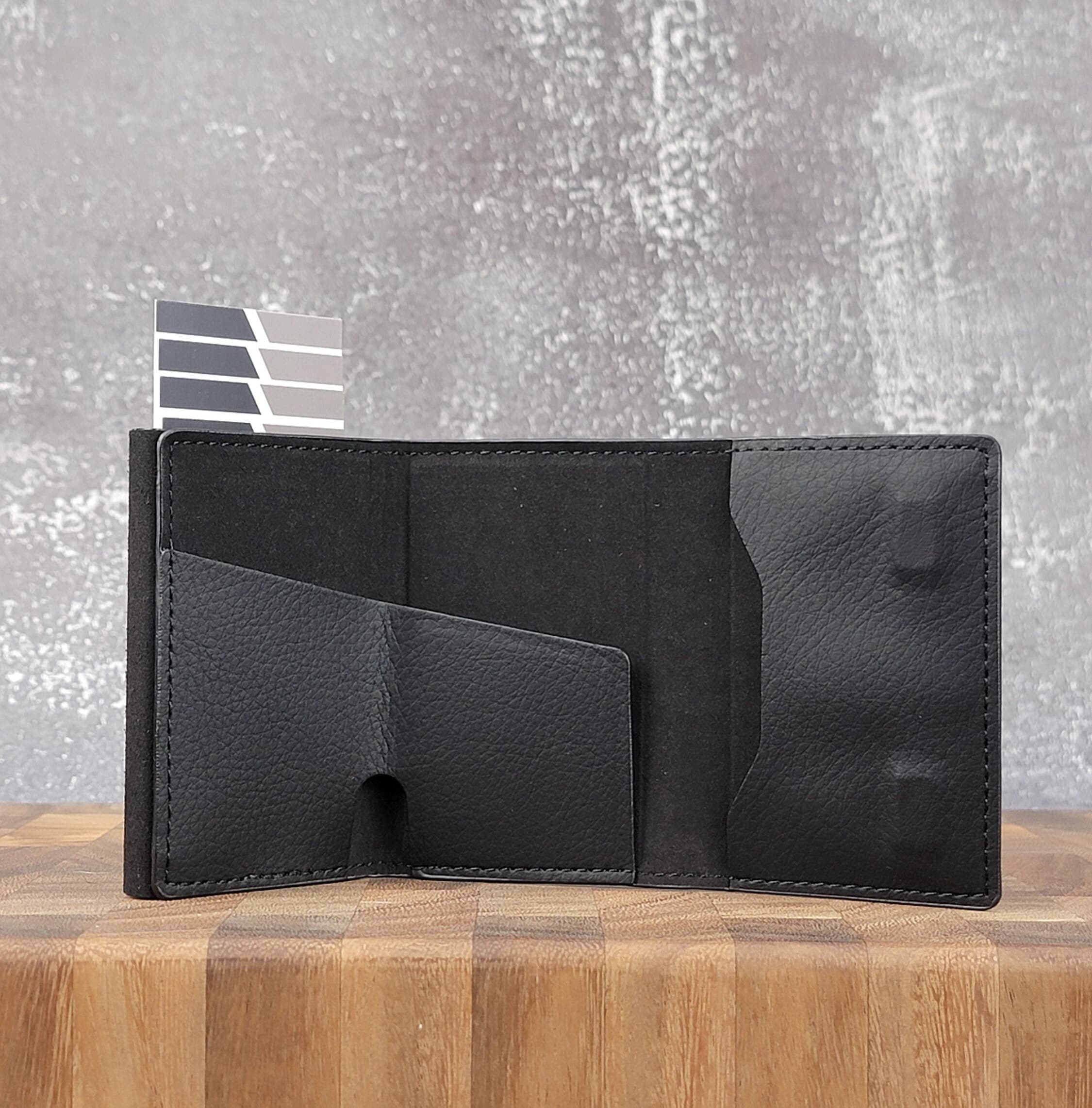 Minimalist Slim Genuine Leather Pop-up Wallet, Magnetic Closure Opt ...