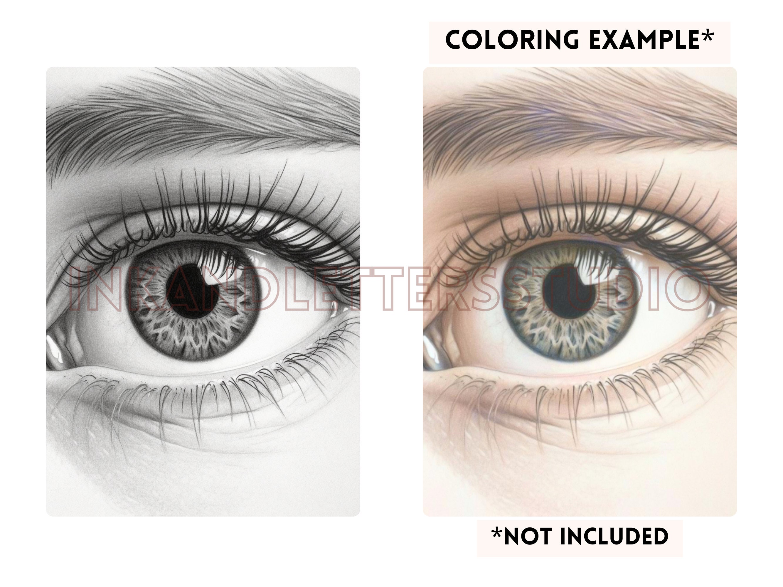 Beautiful Eyes Pupils Coloring Page Grayscale Adult Printable Coloring ...