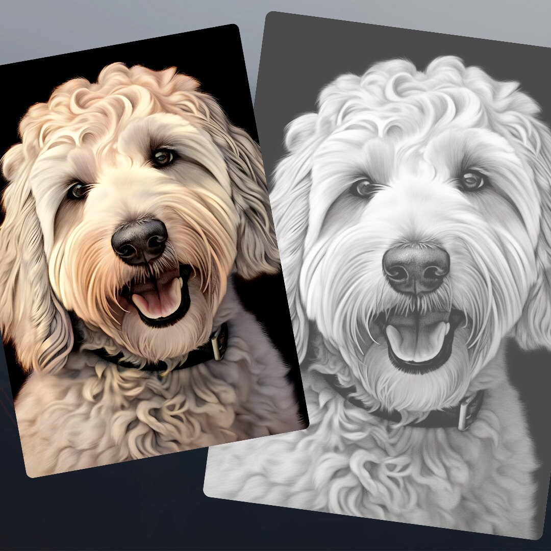 Doggo Portraits Coloring Page Grayscale Adult Printable - Etsy