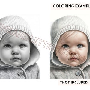 Cute Babies Coloring Page Grayscale Adult Printable Coloring Page for ...