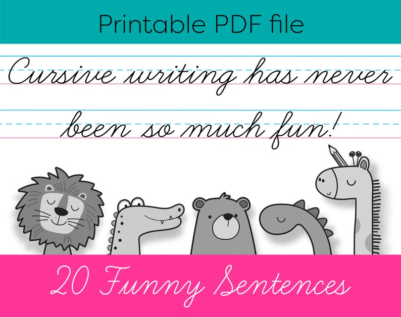 Cursive Handwriting Worksheets for Kids, Funny Sentences to Practice ...