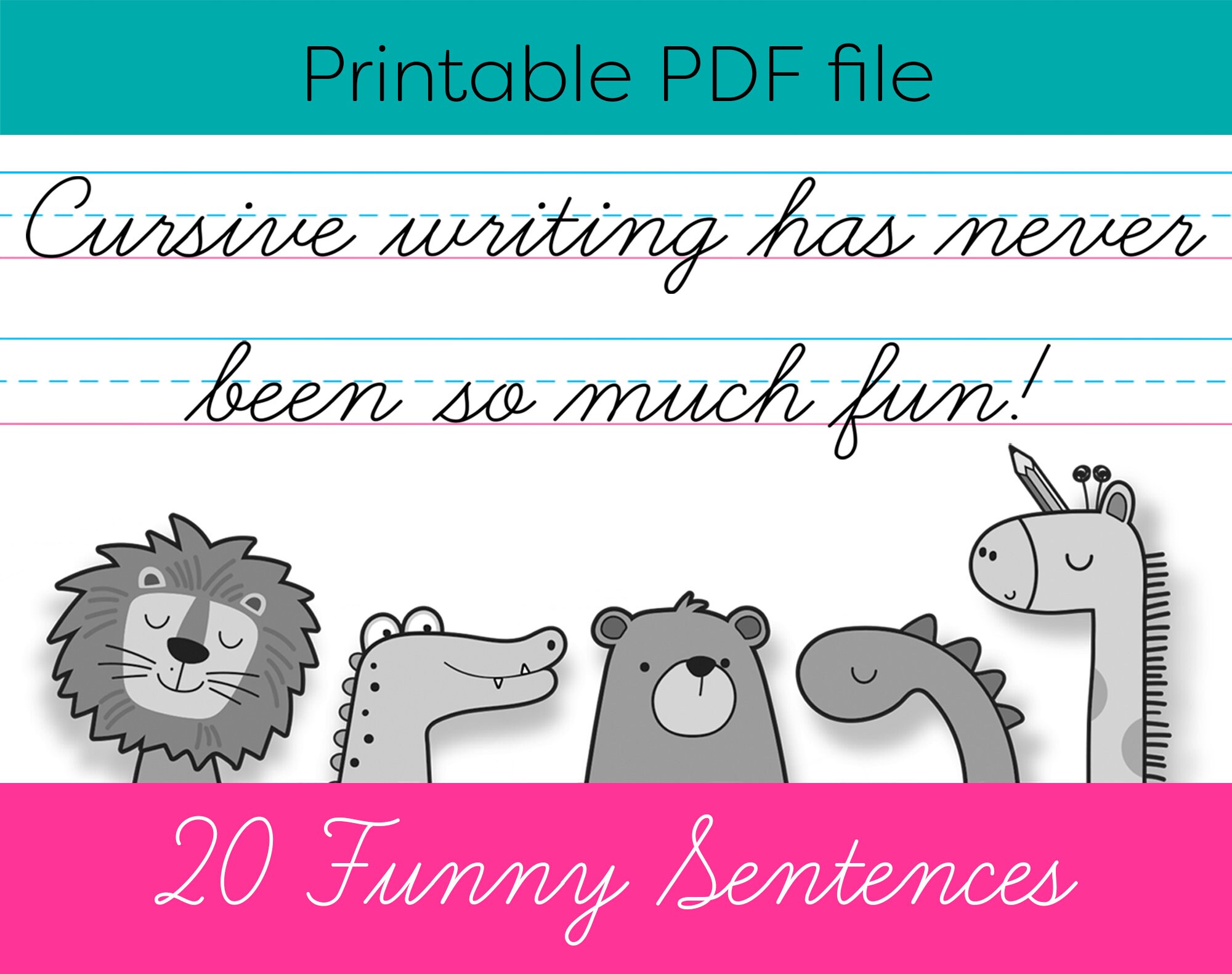 Cursive Handwriting Worksheets for Kids, Funny Sentences to Practice ...