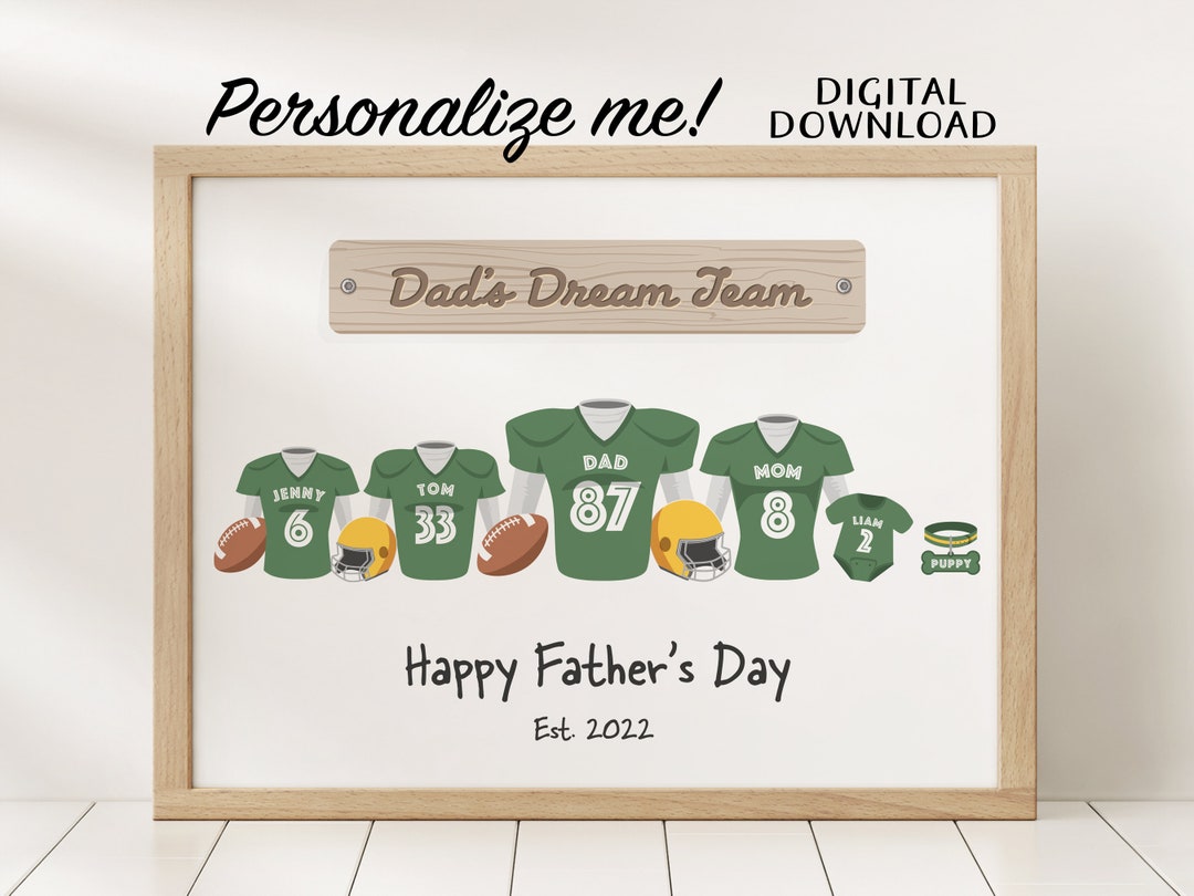 Dad's Dream Team Football, Personalized Gifts for Dad Fathers Day ...