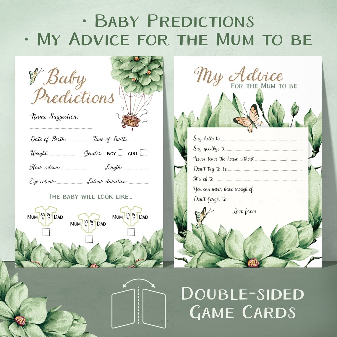 Baby Shower Games 5 Fun Games Baby Prediction Cards Advice - Etsy