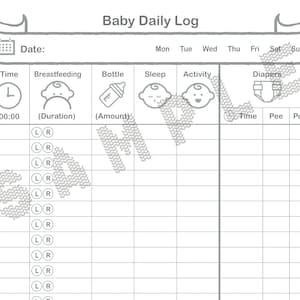 Newborn Baby or Toddler Log Tracker - Etsy
