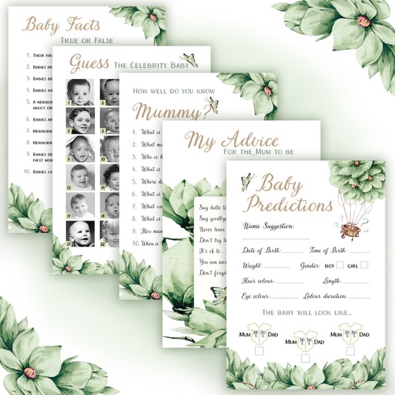 Baby Shower Games 5 Fun Games Baby Prediction Cards Advice - Etsy