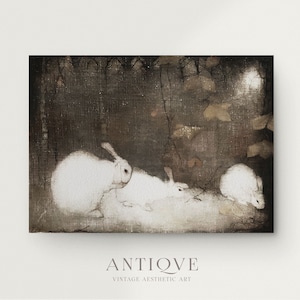 Dark Moody White Bunnies Painting | Dark Atmospheric Art | Dark ...