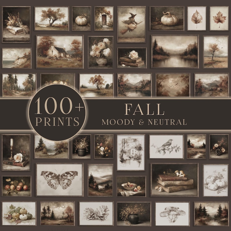Moody Fall Prints Mega Bundle | 100+ Autumn Printable Wall Art | Cozy ...