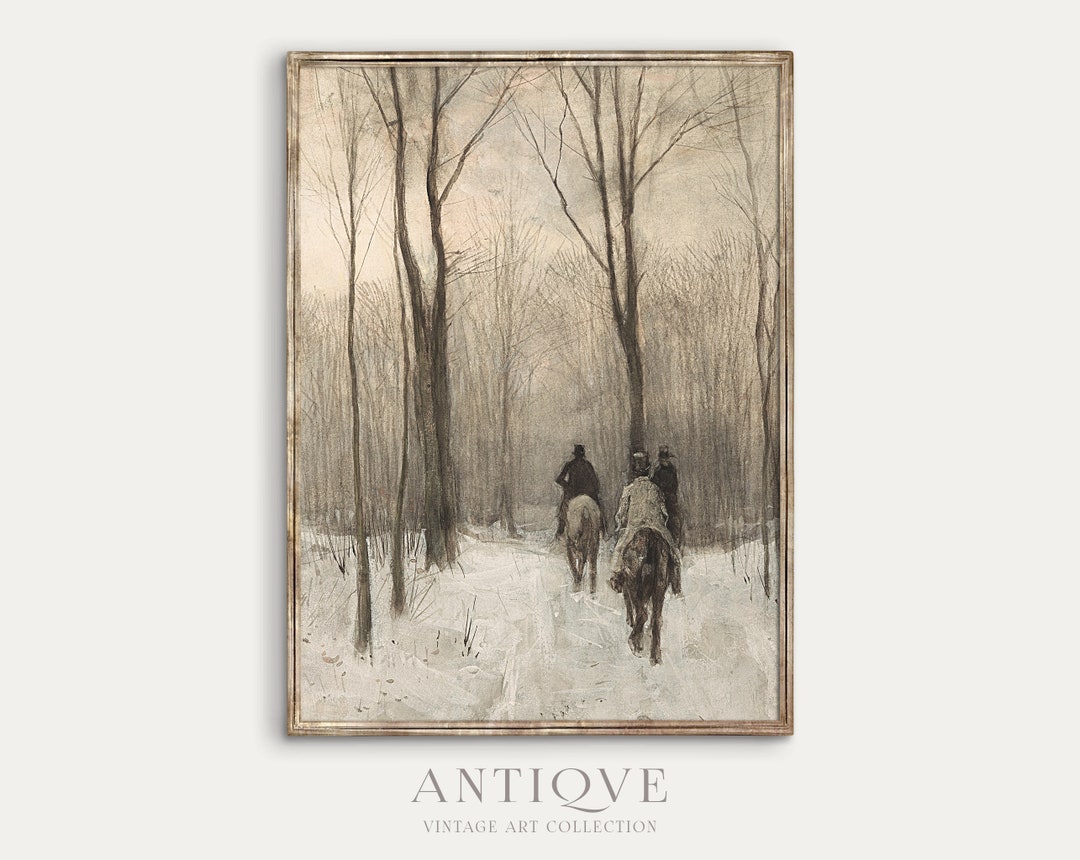 Horse Riding in the Snow | Vintage Wall Art | Printable Download | 001 ...
