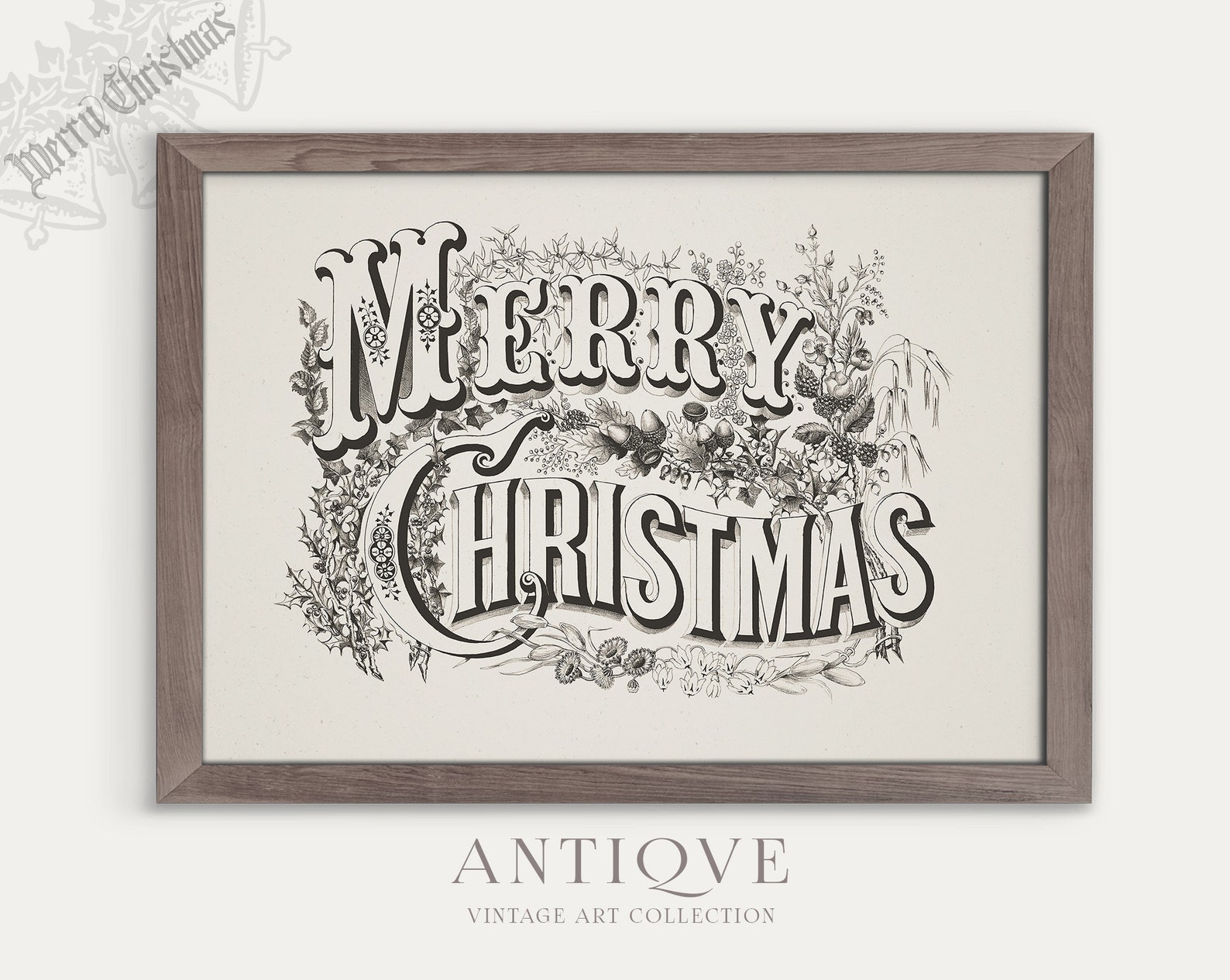 Vintage Merry Christmas Printable Sign | Christmas Banner | Rustic ...
