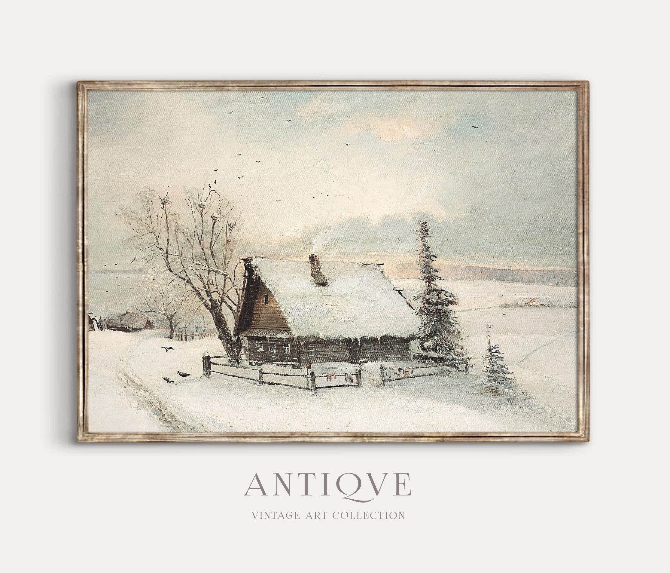 Vintage Winter Landscape Print Set Artwork Gallery Wall - Etsy