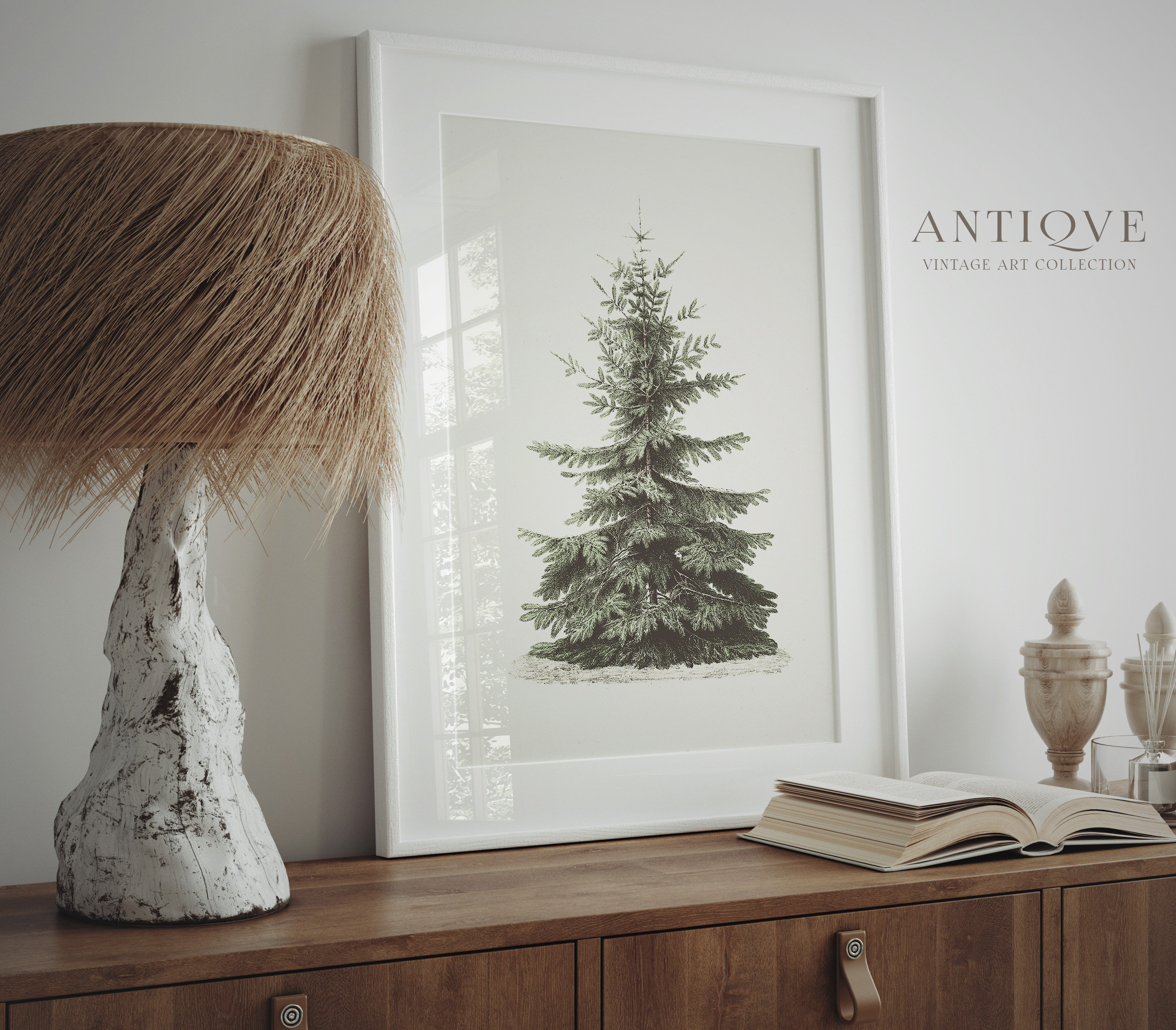 Vintage Fir Botanical Sketch Printable Christmas Tree Pine - Etsy