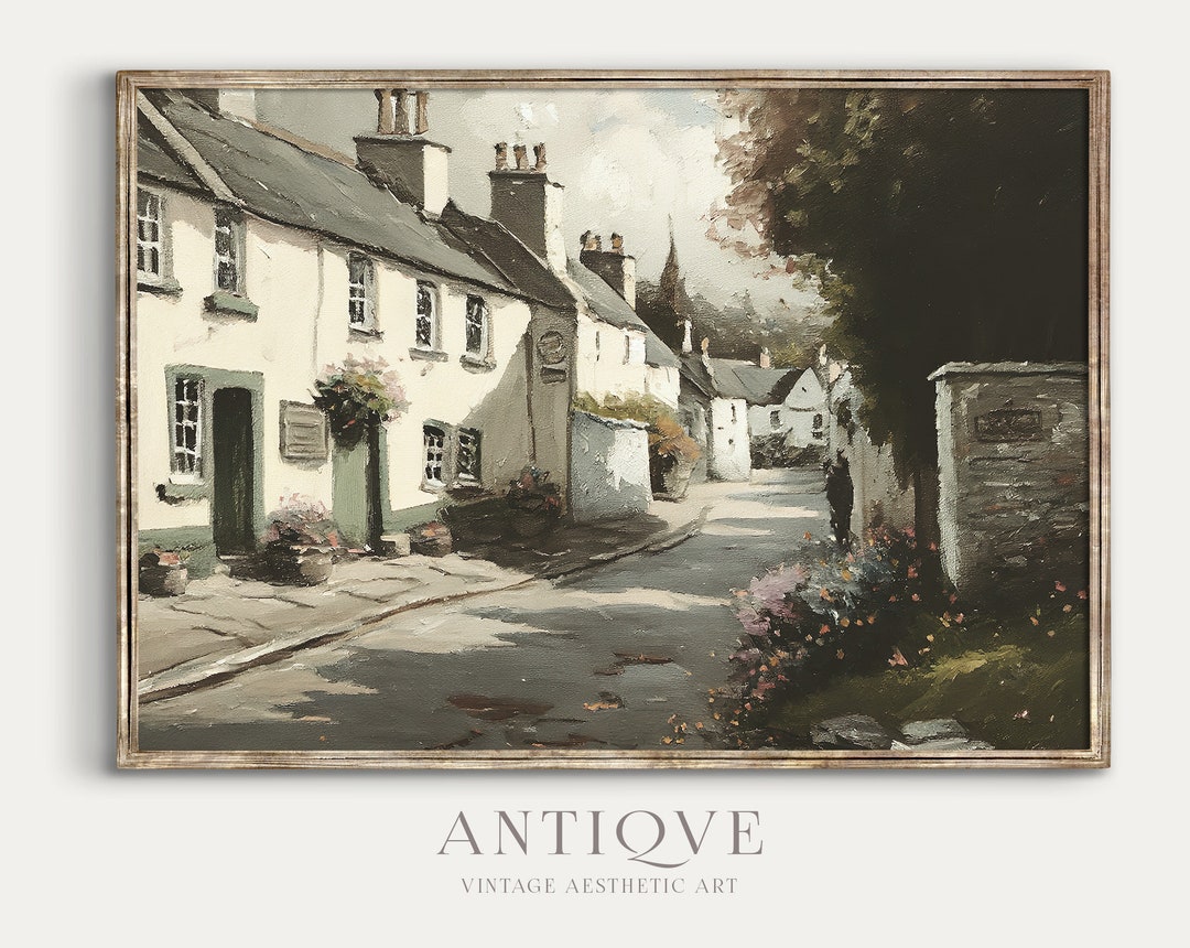 Irish Vintage Village Street With Flowers Impressionist Painting ...