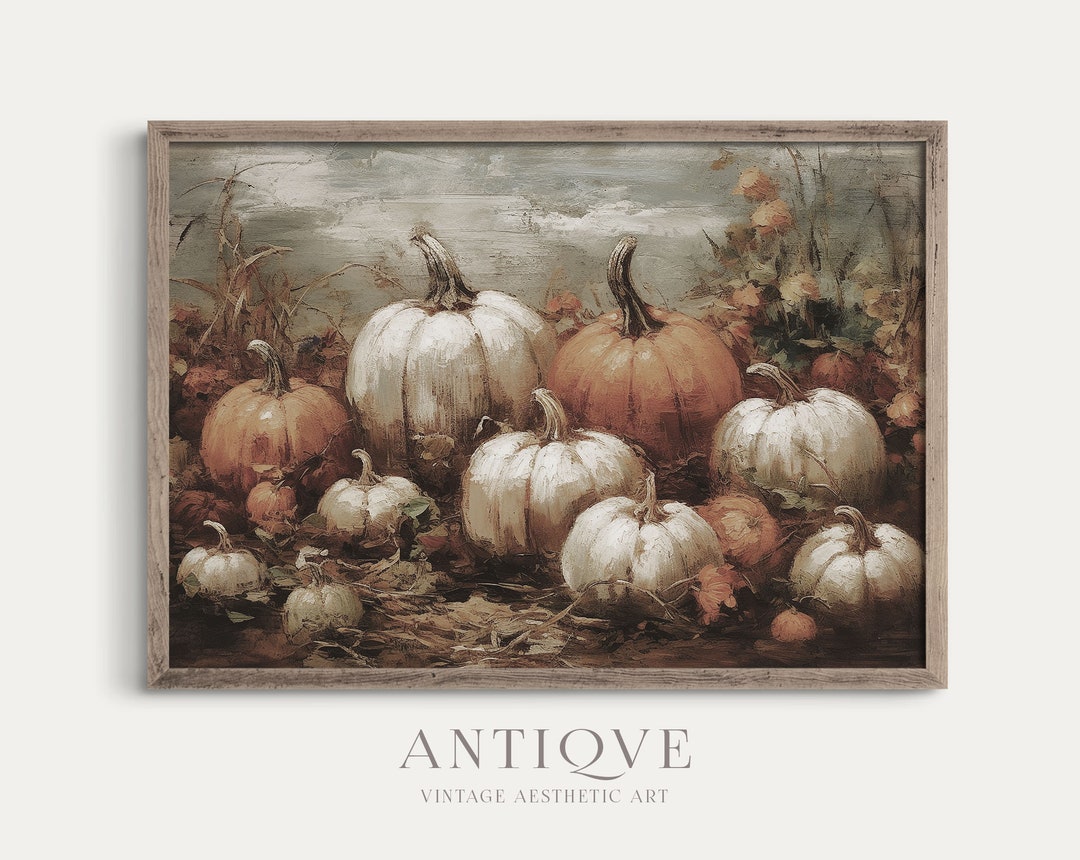 Pumpkin Patch Printable | Light Fall Painting | Farmhouse Art | Autumn ...