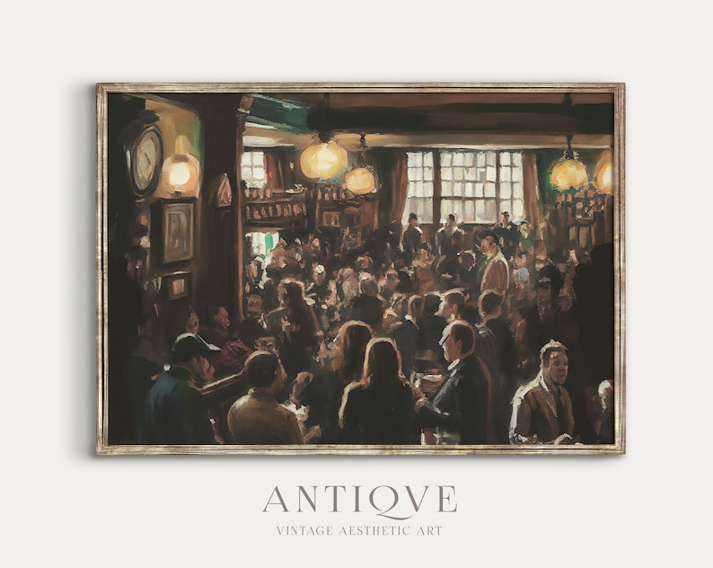 Crowded Irish Pub Painting | Traditional Pub | Lots of People | Moody ...