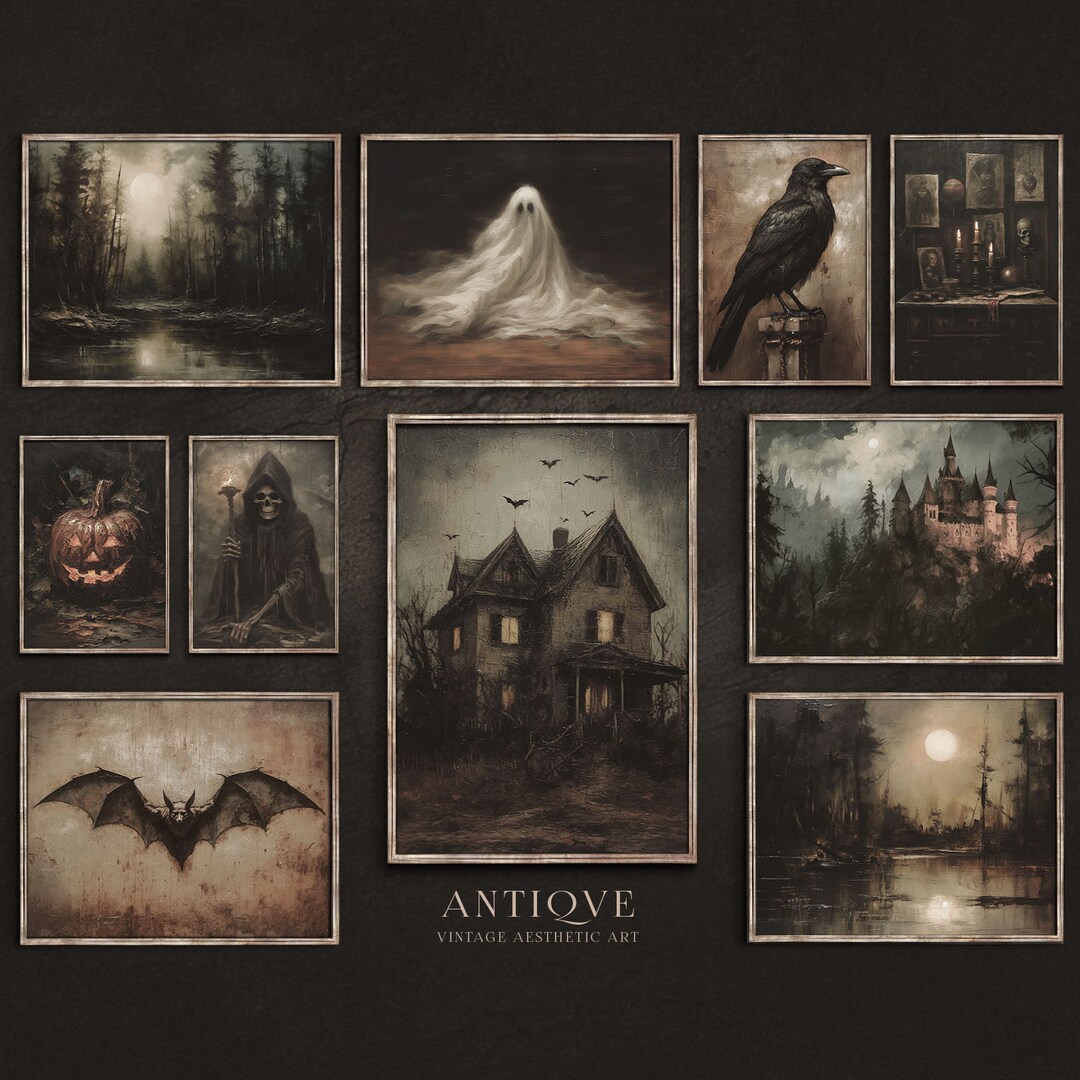 Dark and Moody Halloween Print Set | Mysterious Gallery Wall | 10 ...