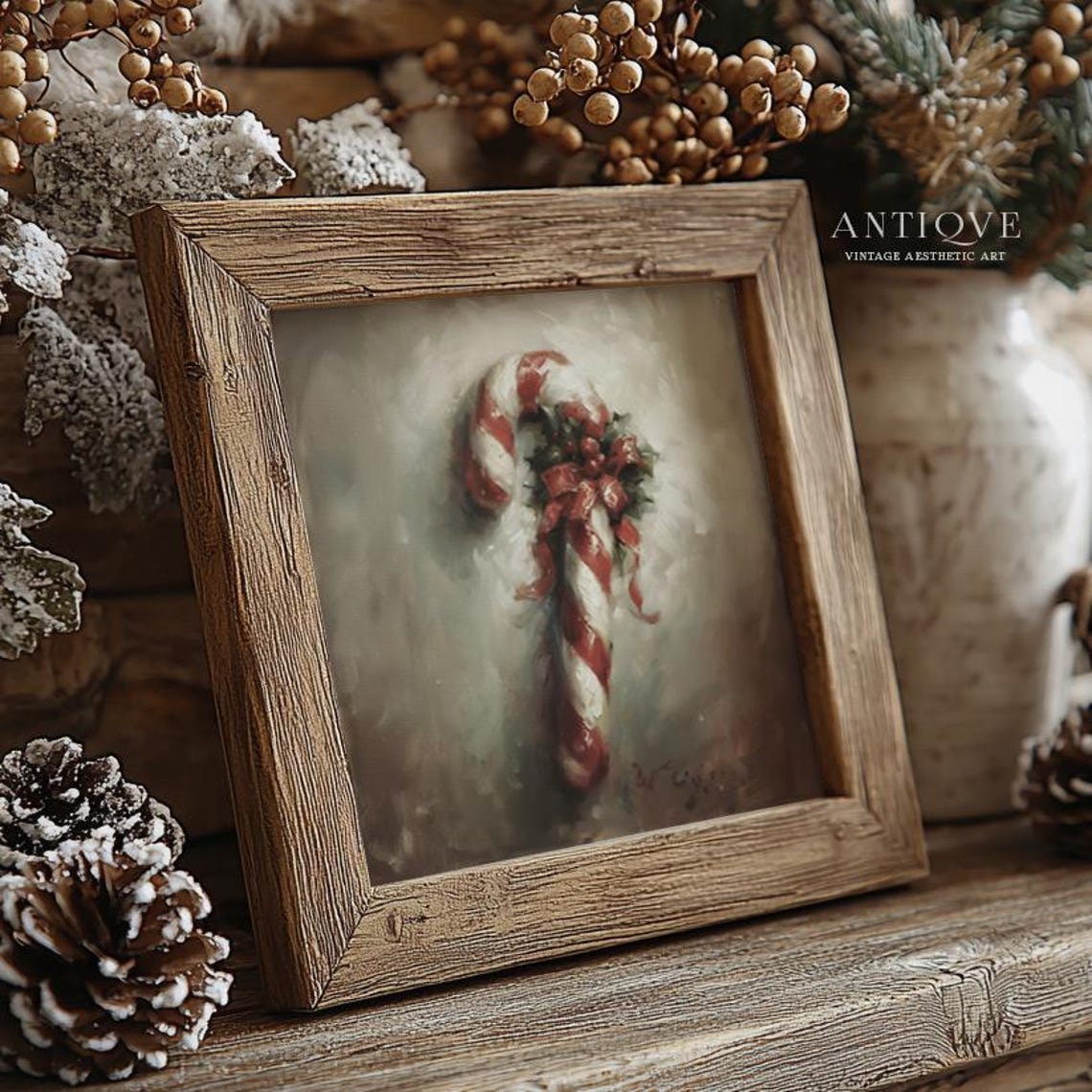 Candy Cane Painting | Square Christmas Printable | Christmas Farmhouse ...