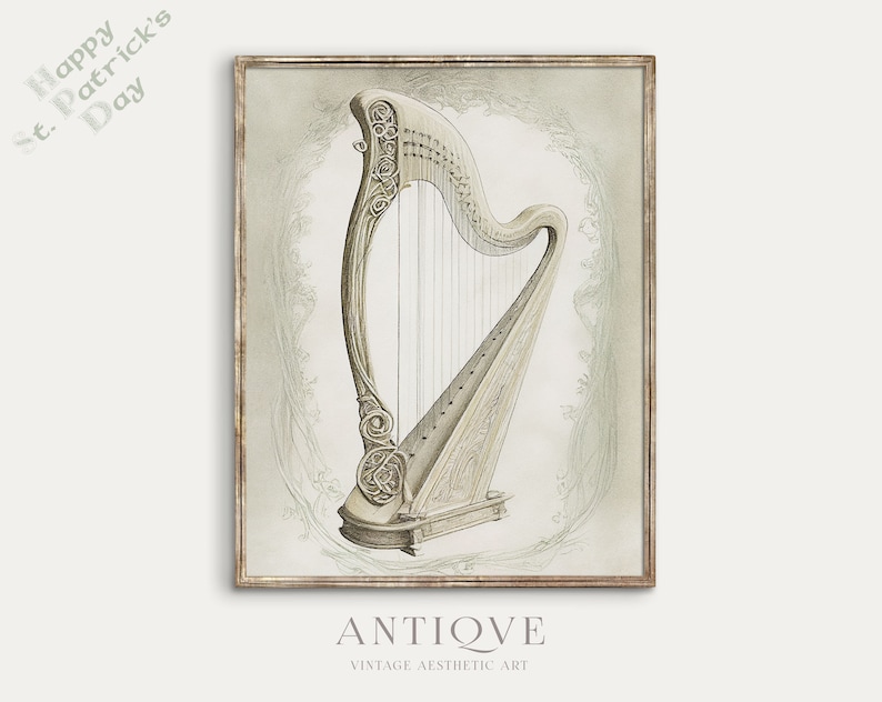 Celtic Harp Simple Sketch Print Irish Harp Printable - Etsy
