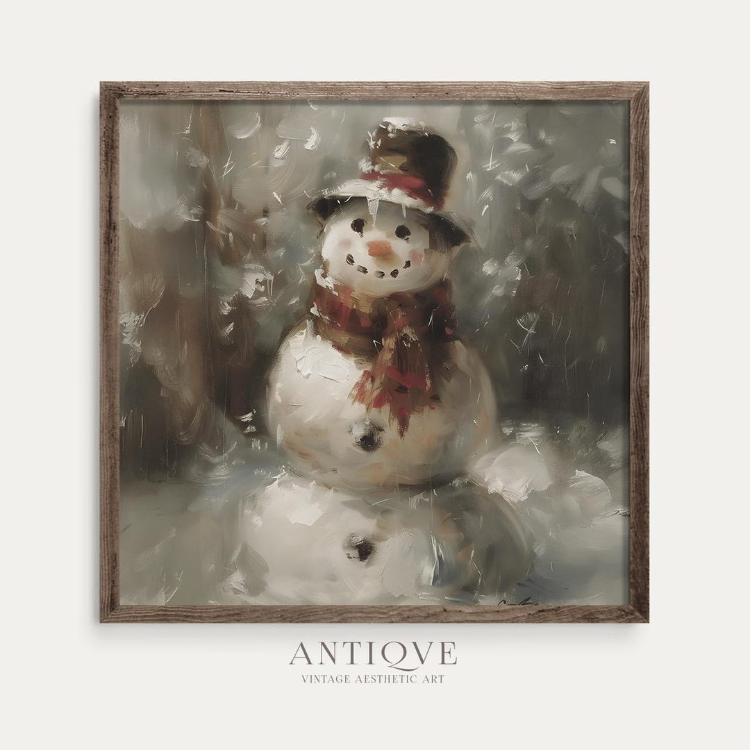 Square Snowman Christmas Painting | Snow Man | Rustic Christmas Decor ...