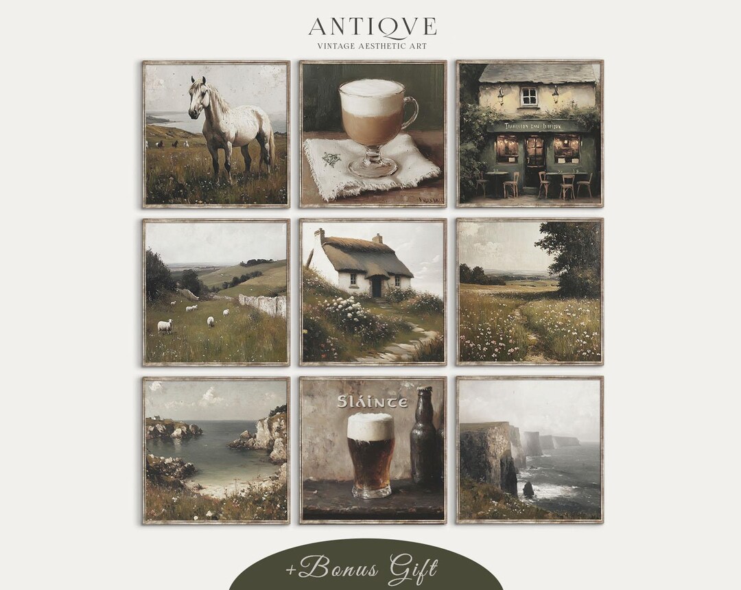 Square Irish Countryside Print Set | Vintage Ireland Wall Art | St ...