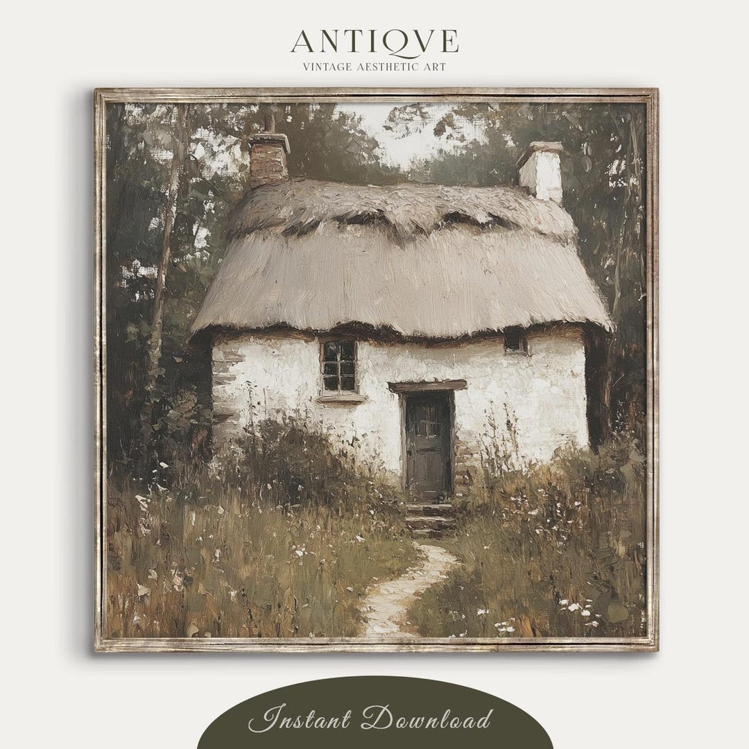 Square Irish Thatched Cottage Printable Art | St. Patrick’s Printable ...