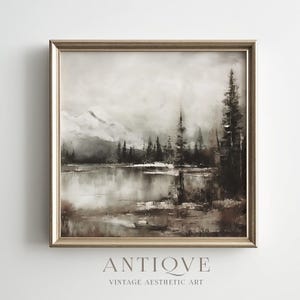 SQUARE Winter Snowy Landscape Painting | Nature Print | Rustic ...