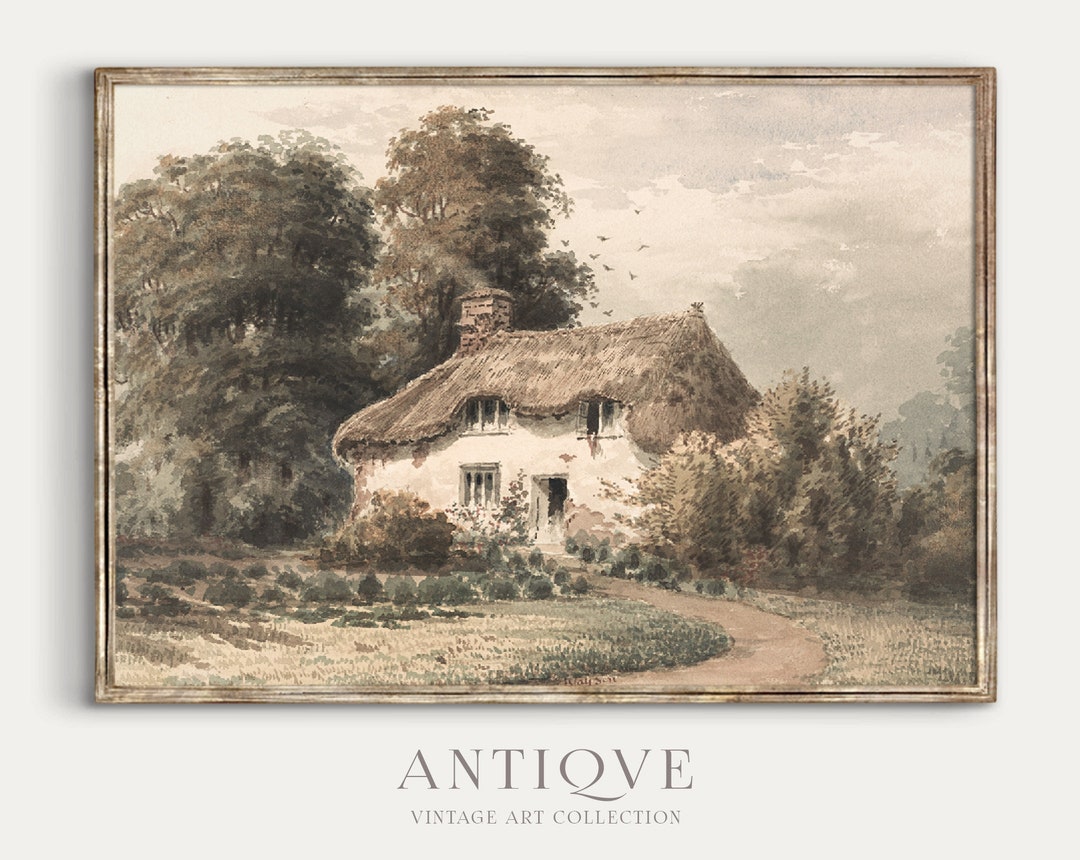Vintage Cottage Print | Watercolour Painting | Printable Download | 469 ...