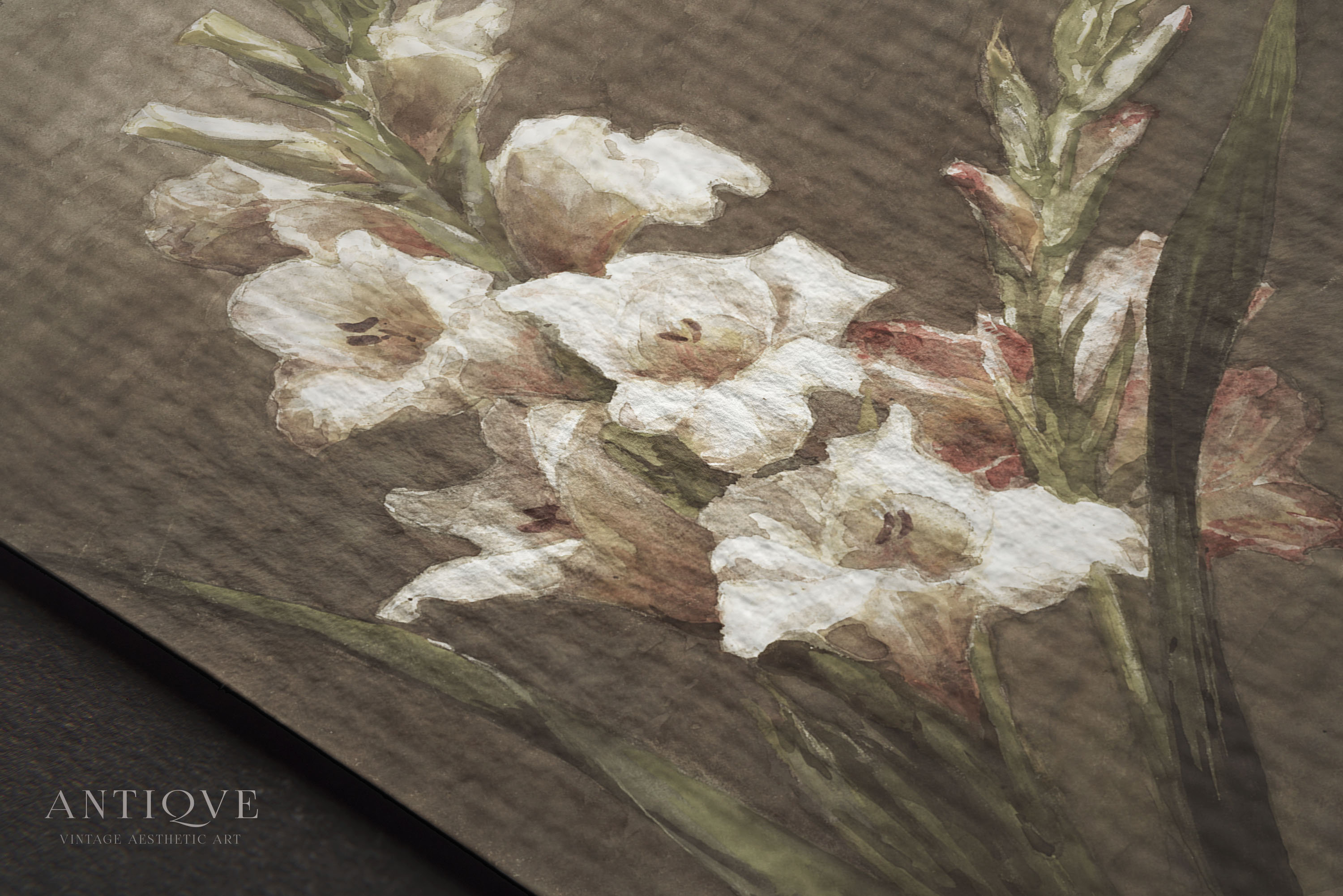 Vintage Moody White Lilies Painting on Grey | Muted Colors Printable ...