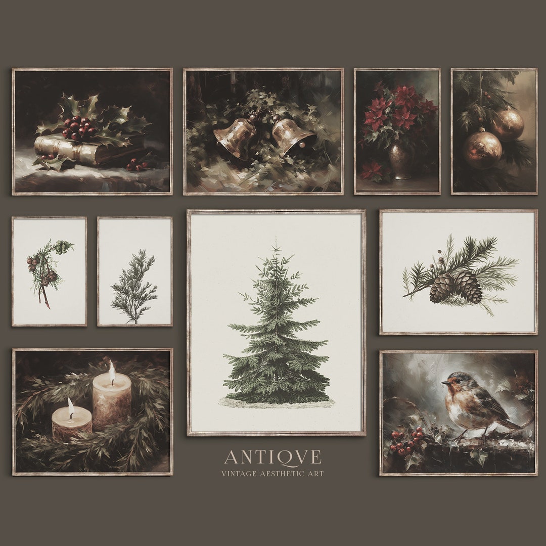 Moody Christmas Print Set | Holiday Neutral Winter Gallery Wall | 10 ...