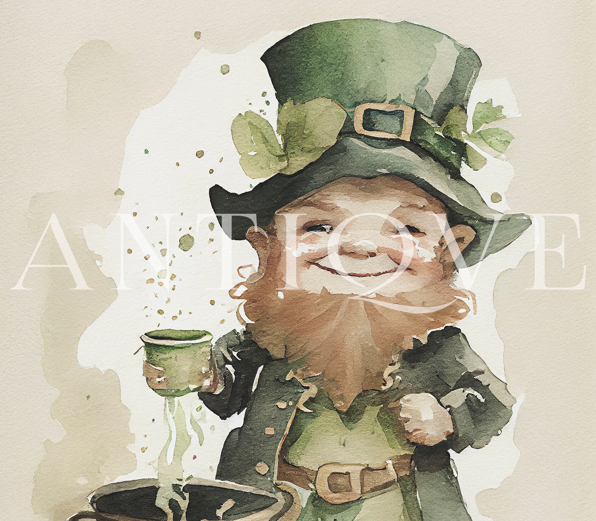 Irish Leprechaun Watercolor Painting Pot of Gold St. - Etsy