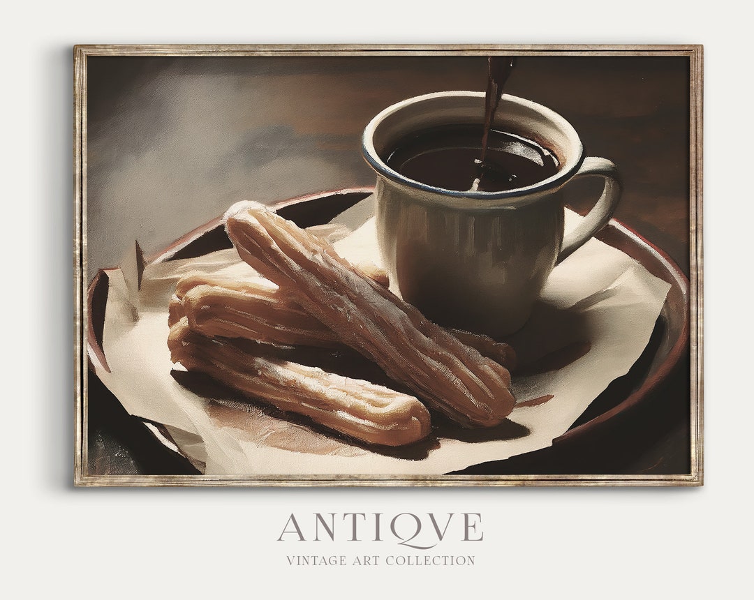 Kitchen Printable Churros and Chocolate Painting | Spanish Breakfast ...