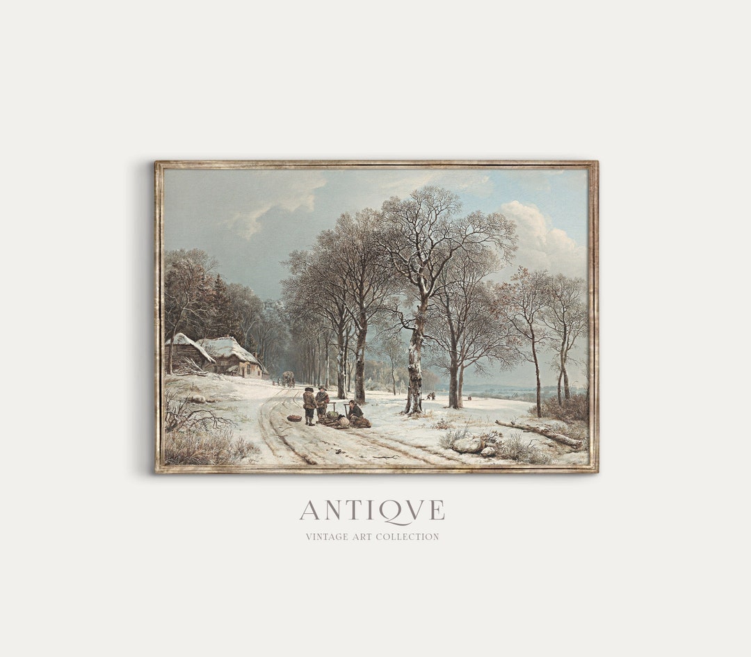 Antique Winter Painting | Snowy Landscape Wall Art | Printable Download ...
