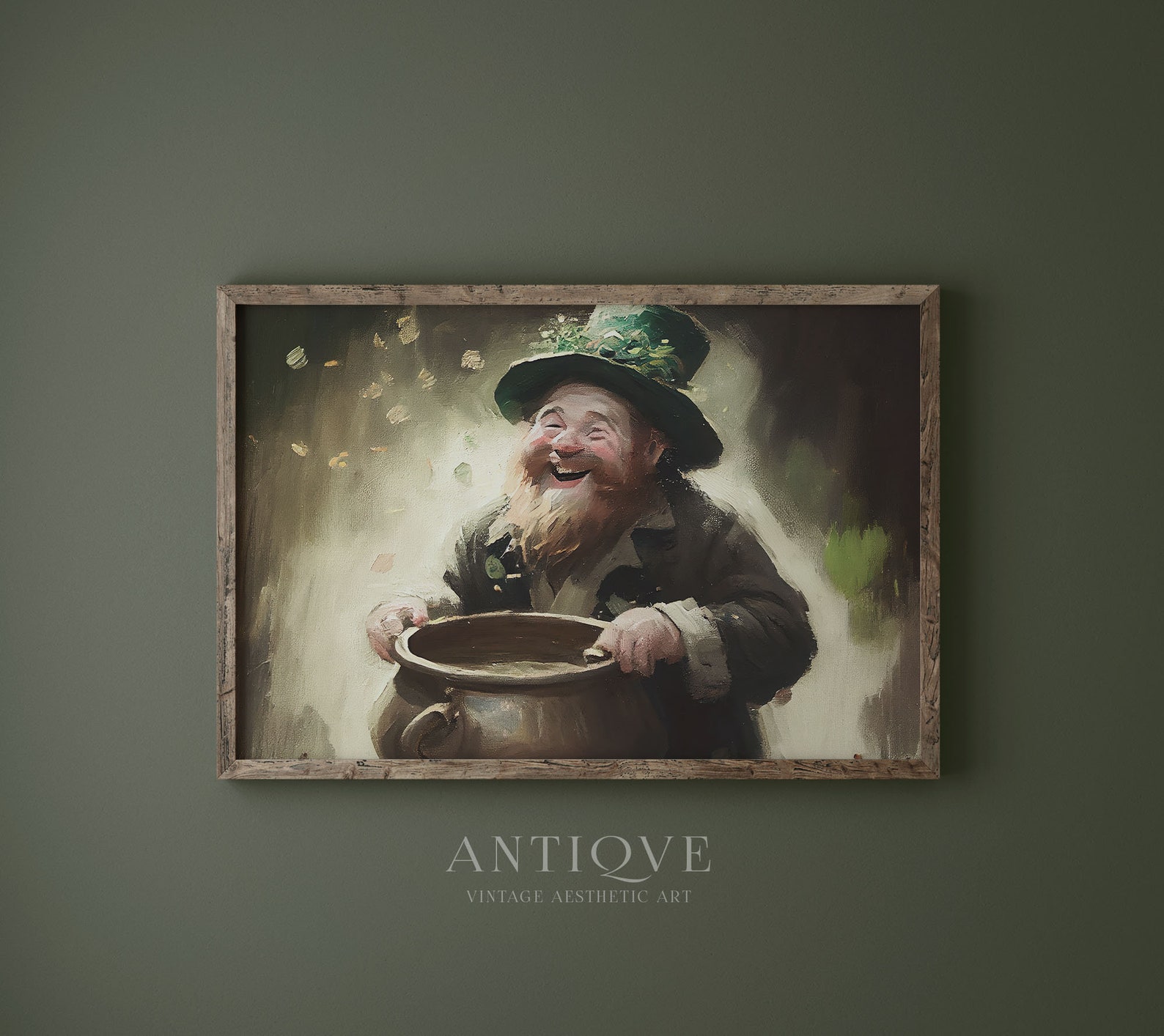 Irish Vintage Leprechaun With a Pot of Gold Painting | St. Patrick's ...