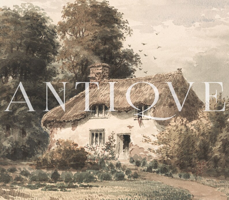Vintage Cottage Print Watercolour Painting Printable - Etsy