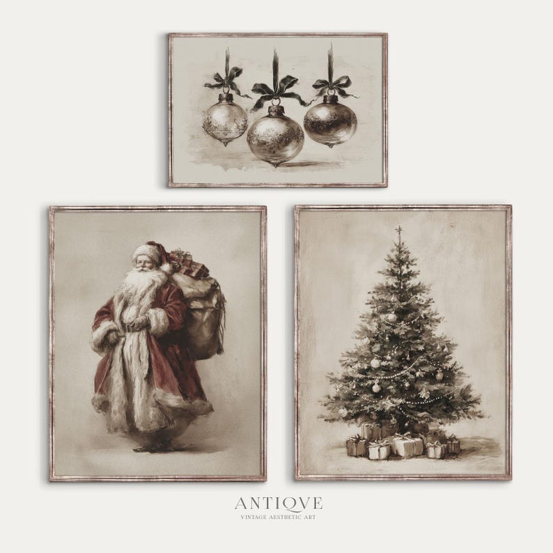 Christmas Print Set | Classic Santa Claus Gallery Wall | 10 Prints ...