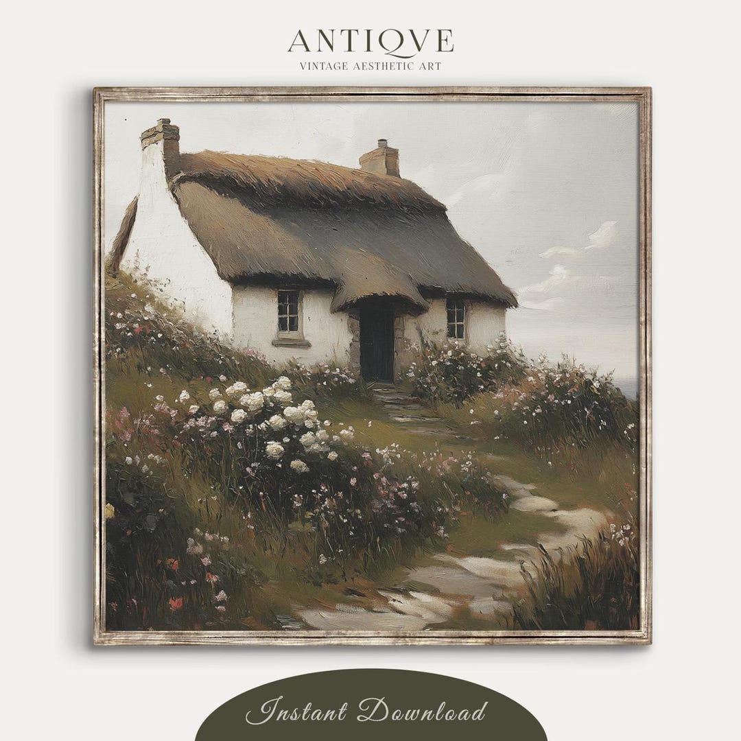 Square Irish Thatched Cottage Printable Art | St. Patrick’s Printable ...