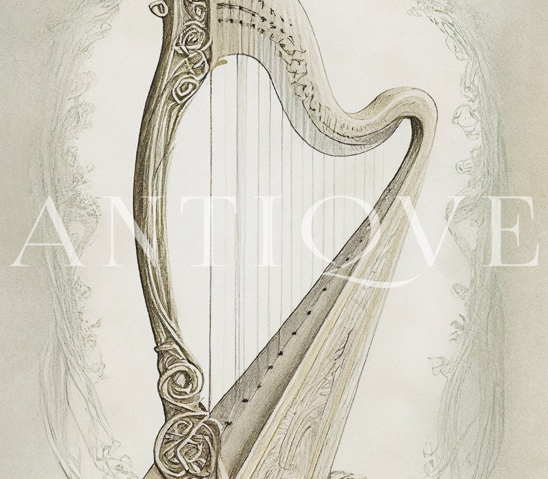 Celtic Harp Simple Sketch Print Irish Harp Printable - Etsy