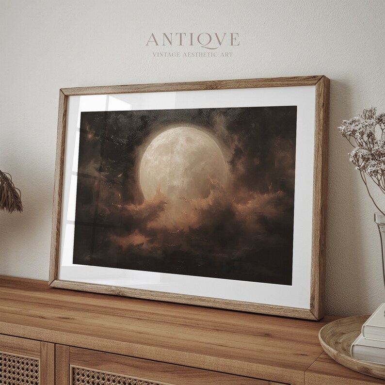 Halloween Full Moon Print | Night Moonlight Printable | Moody Decor ...