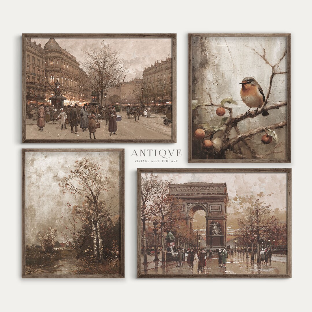 Paris Autumn Print Set European Fall Rustic Gallery Wall 4 Prints ...
