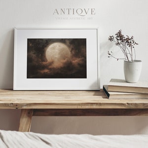 Halloween Full Moon Print | Night Moonlight Printable | Moody Decor ...