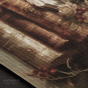 Stack of Vintage Books | Square Christmas Still Life | Holly | Rustic ...