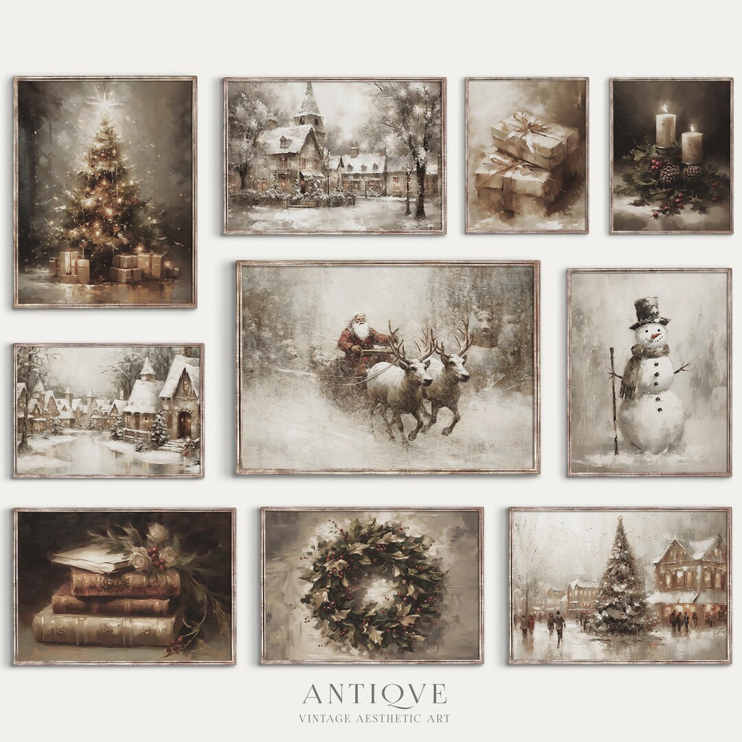 Christmas Print Set | Holiday Snowy Winter Gallery Wall | 10 Prints ...